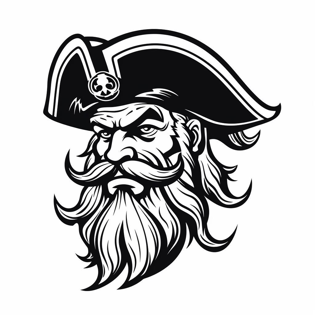 Pirate Head Line Art Black and White Bundle 1 42 Digital Ai Line Art ...