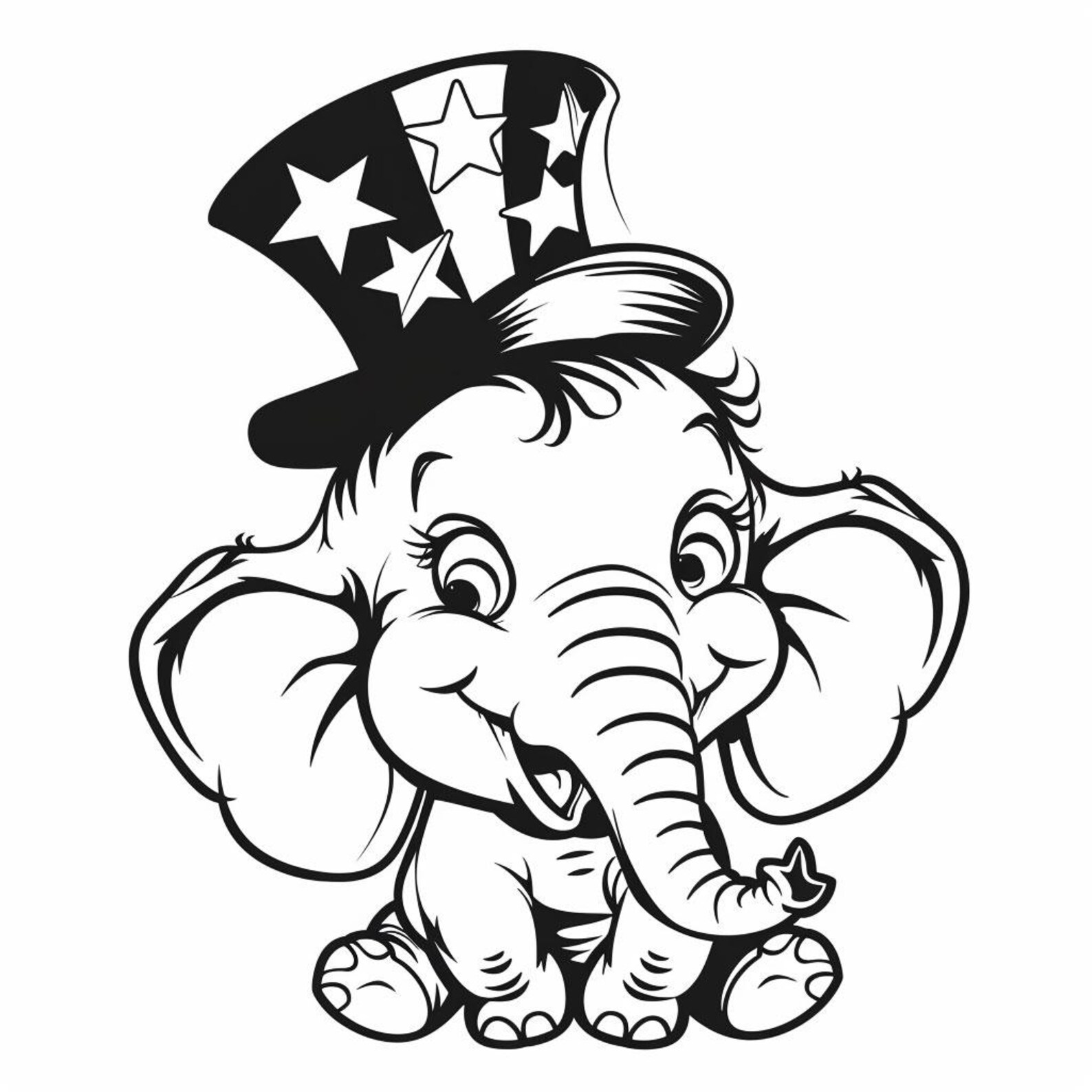 Elephant 4th of July Cartoon Bundle 2 60 Digital Line Ai Art PNG SVG ...