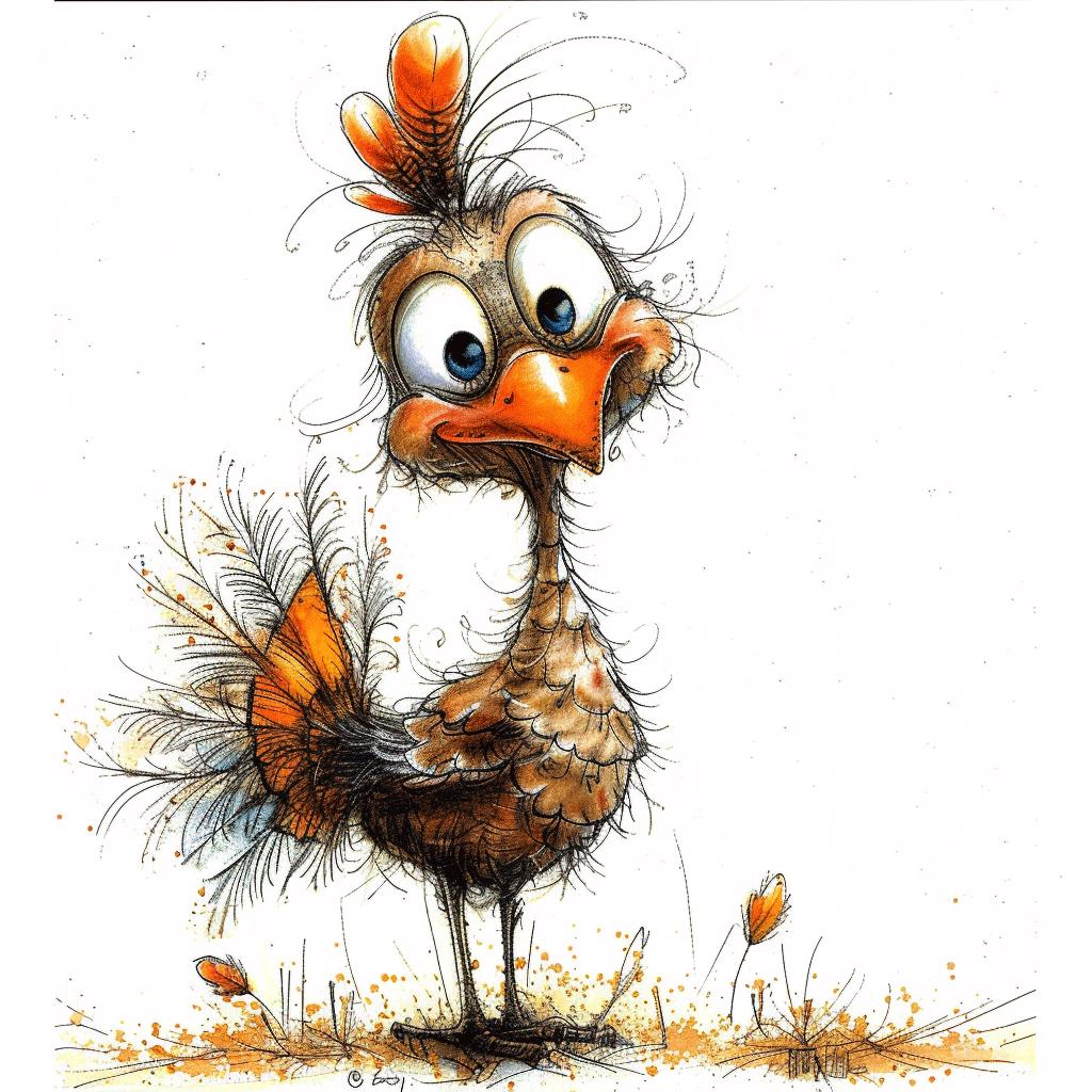 Turkey Crazy Cartoon Line Art Illustration Color Bundle 2 24 Digital Ai ...