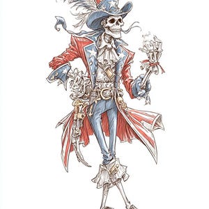 Pirate Skeleton Patriot Line Art Color Bundle 1 36 Digital Ai Line Art ...