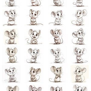 Mouse Grey Line Art Color/black and White Bundle 2 72 Digital Line Art ...