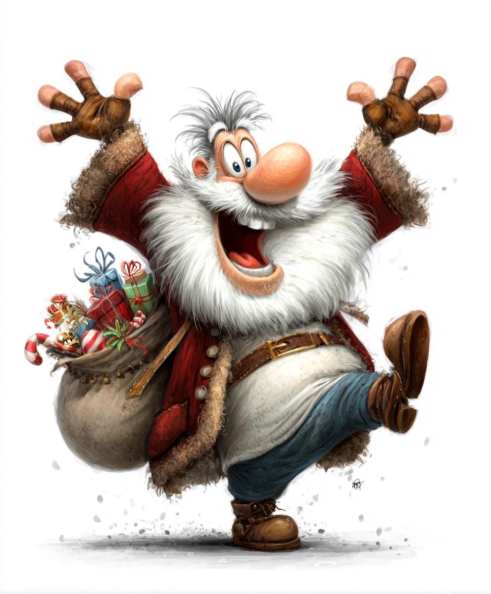 Santa Crazy Cartoon Line Art Color Bundle 6 24 Digital Ai Line Art PNG ...
