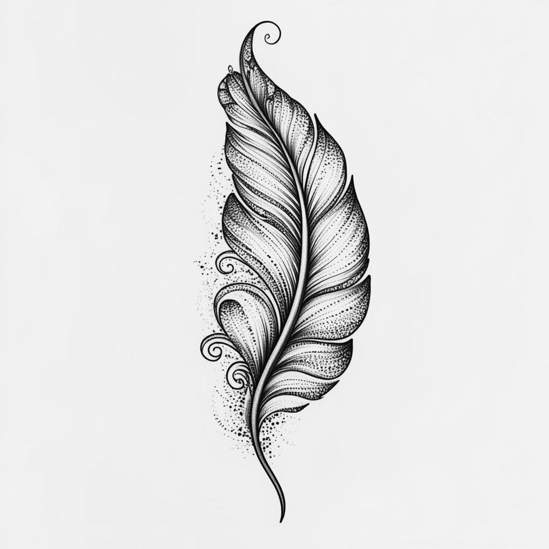 Feather Black/white Line Art Bundle 1 92 Digital Ai Line Art PNG-SVG ...