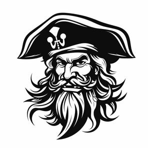 Pirate Head Line Art Black and White Bundle 2 60 Digital Ai Line Art ...