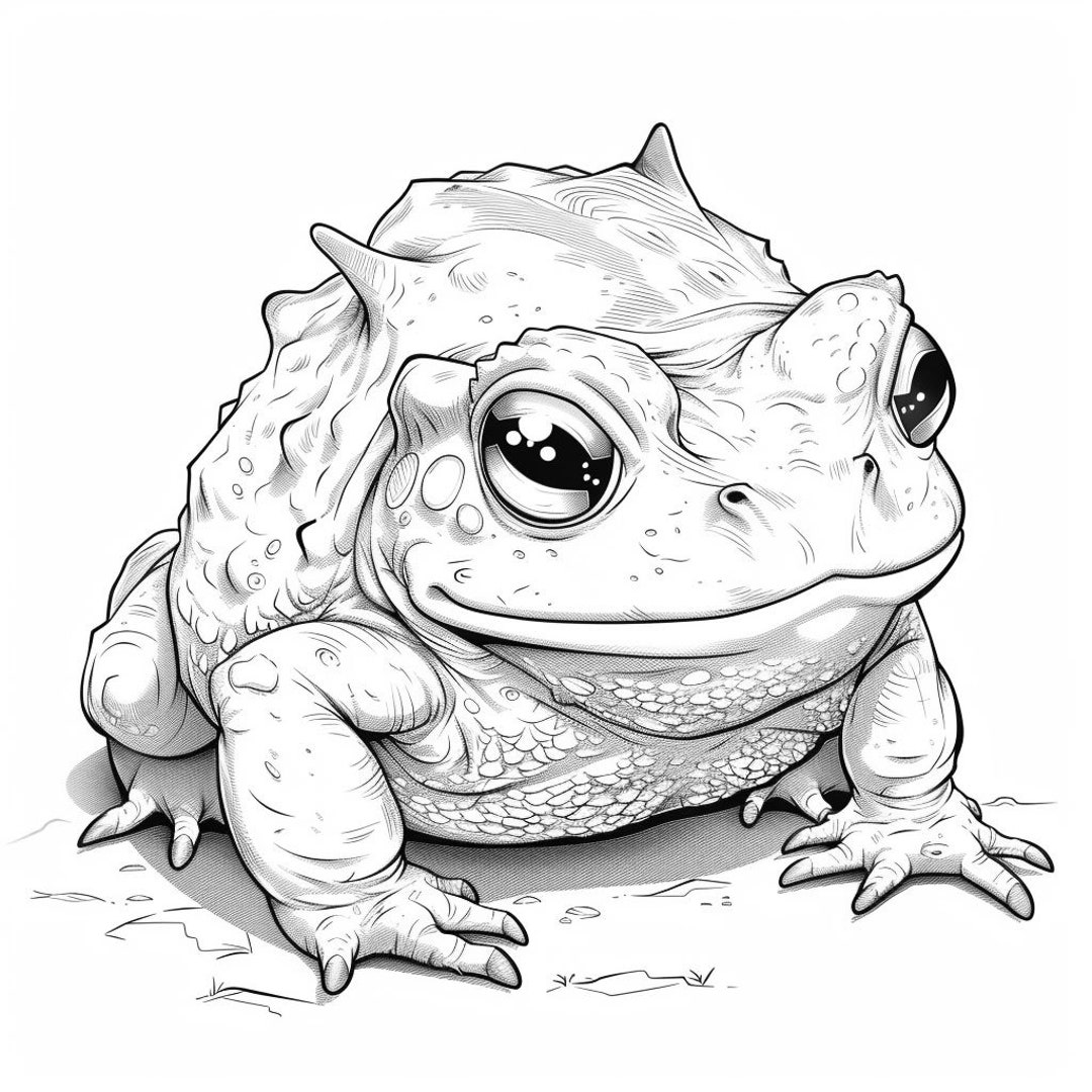 Horned Toad Cartoon Black and White Bundle 2 72 Digital Line Ai Art PNG ...