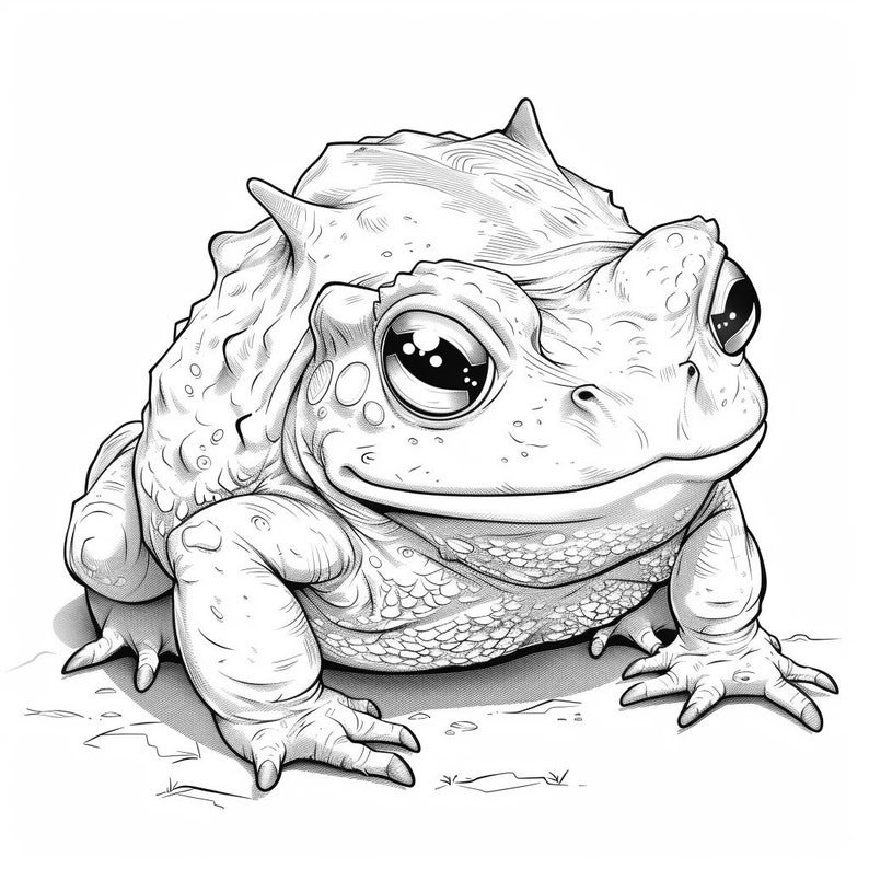 Horned Toad Cartoon Black and White Bundle 2 72 Digital Line Ai Art PNG ...
