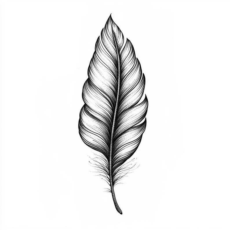 Feather Black/white Line Art Bundle 1 92 Digital Ai Line Art PNG-SVG ...