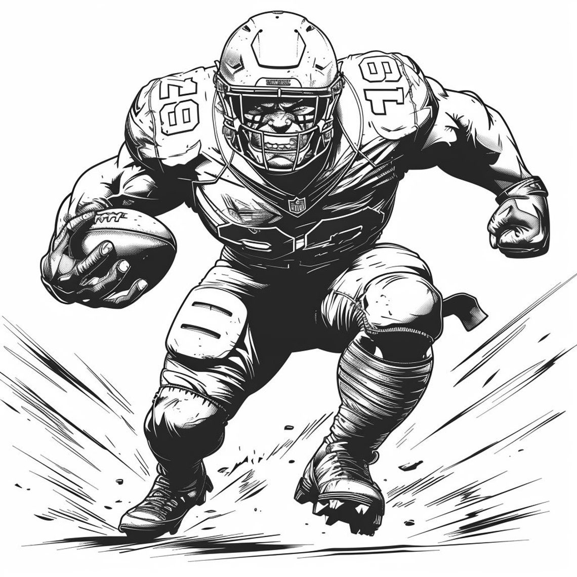 Football Character Cartoon Line Art Black and White Bundle 1 90 Digital ...