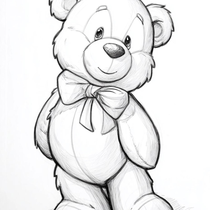 Cartoon Bear Line Art - Etsy UK