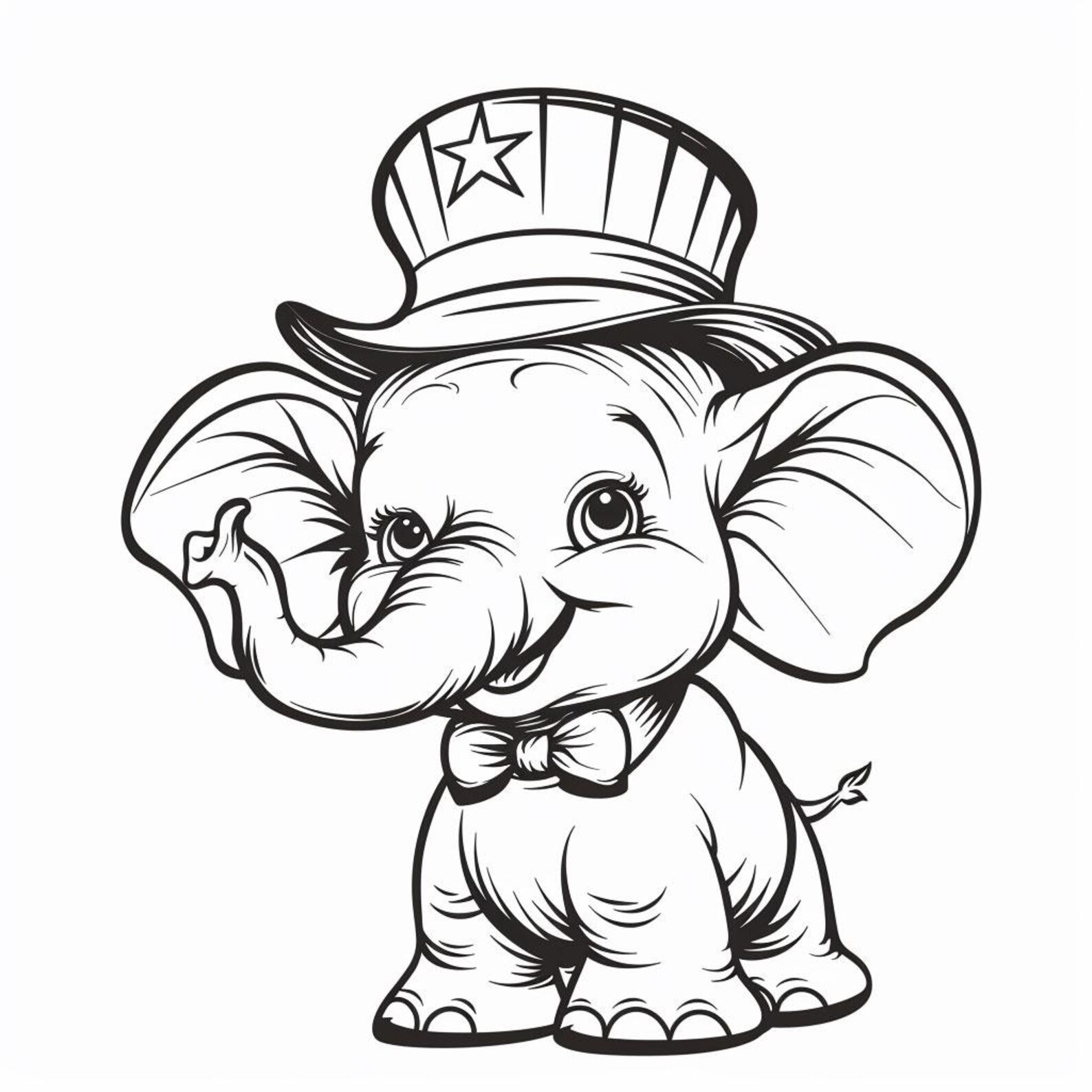 Elephant 4th of July Cartoon Bundle 2 60 Digital Line Ai Art PNG SVG ...