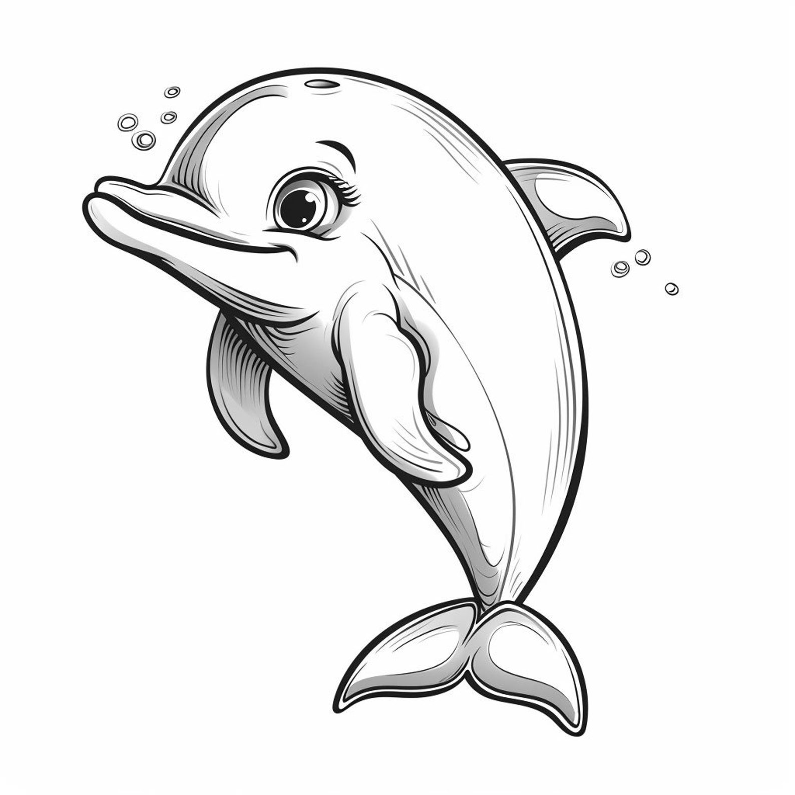 Dolphin Cartoon Black/white Line Art Bundle 1 60 Digital Ai Line Art ...