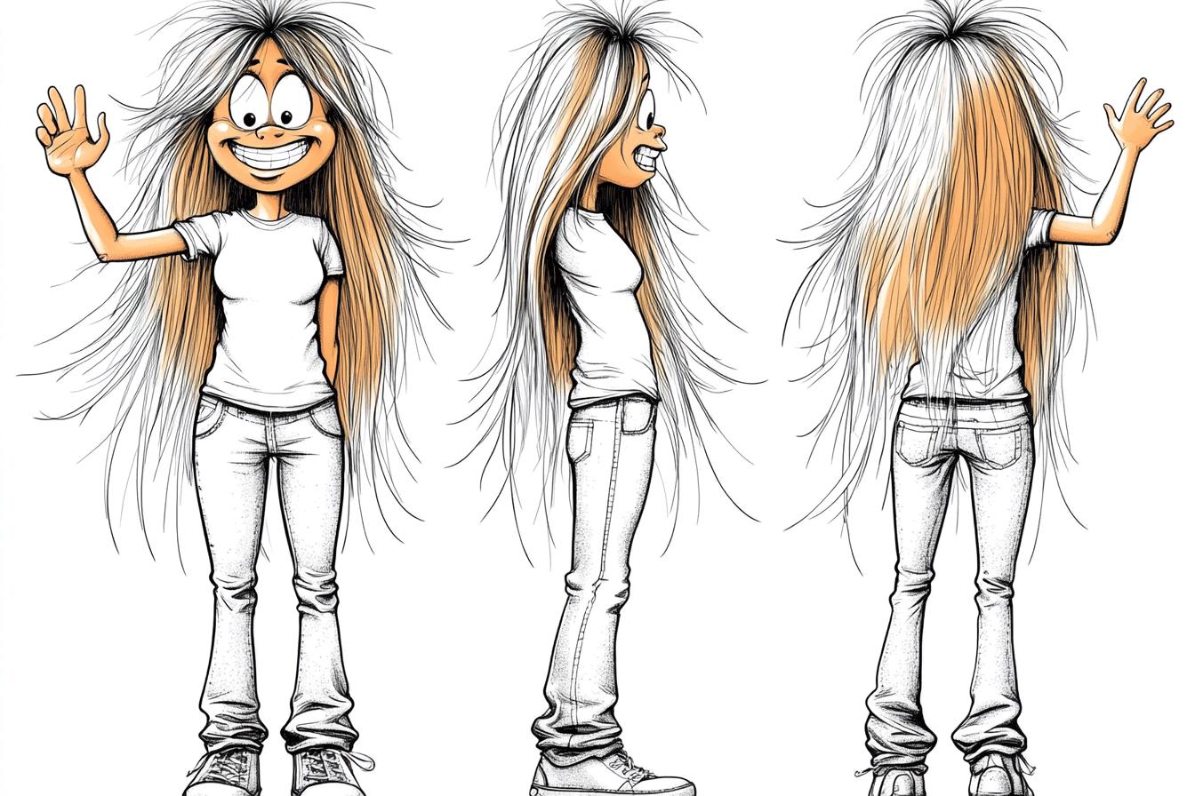 Teen Female Animation Character Cartoons Line Art Color Bundle 1 24 ...