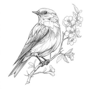 Bluebird Line Art Black and White Bundle 1 28 Digital Ai Line Art PNG ...
