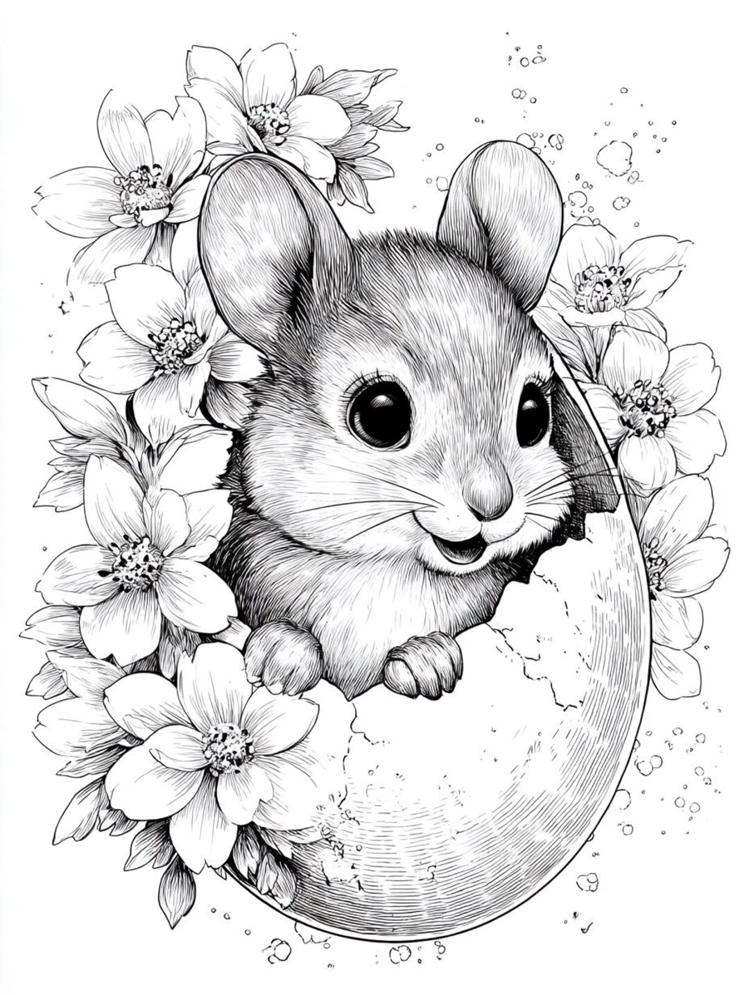 Mouse W/easter Egg Black and White Bundle 1 24 Digital Ai Line Art PNG ...