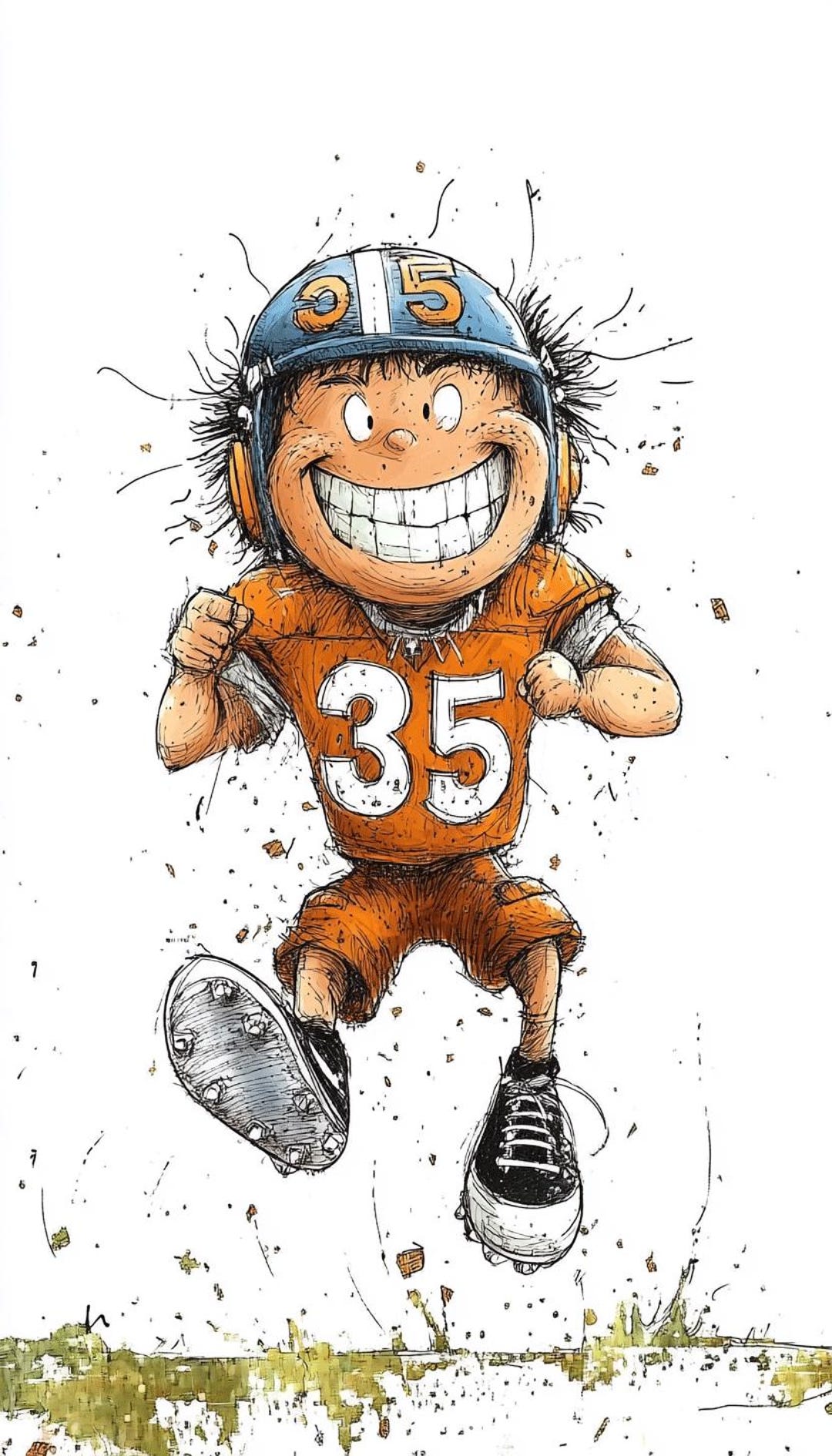 Football Player Kid Cartoon Line Art Illustration Color Bundle 1 48 ...