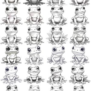 Frog Cartoon Line Art Black and White Bundle 1 50 Digital Ai Line Art ...