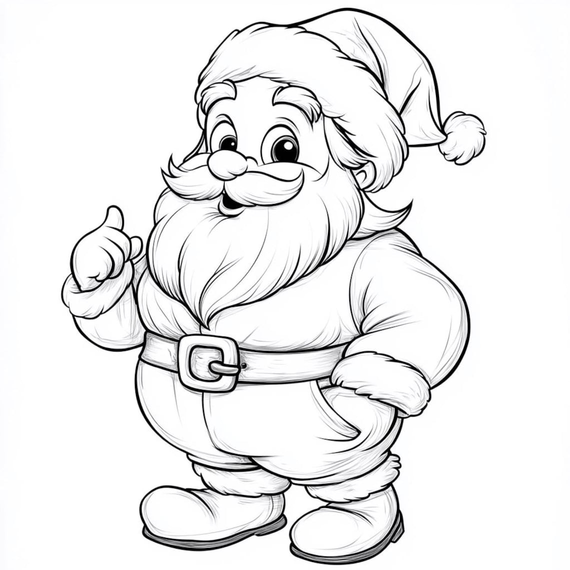 Santa Cartoon Line Art Illustration Black and White Bundle 2 36 Digital ...