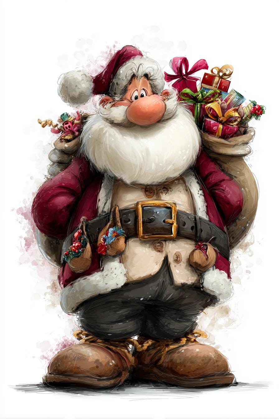 Santa Crazy Cartoon Line Art Color Bundle 2 22 Digital Ai Line Art PNG ...