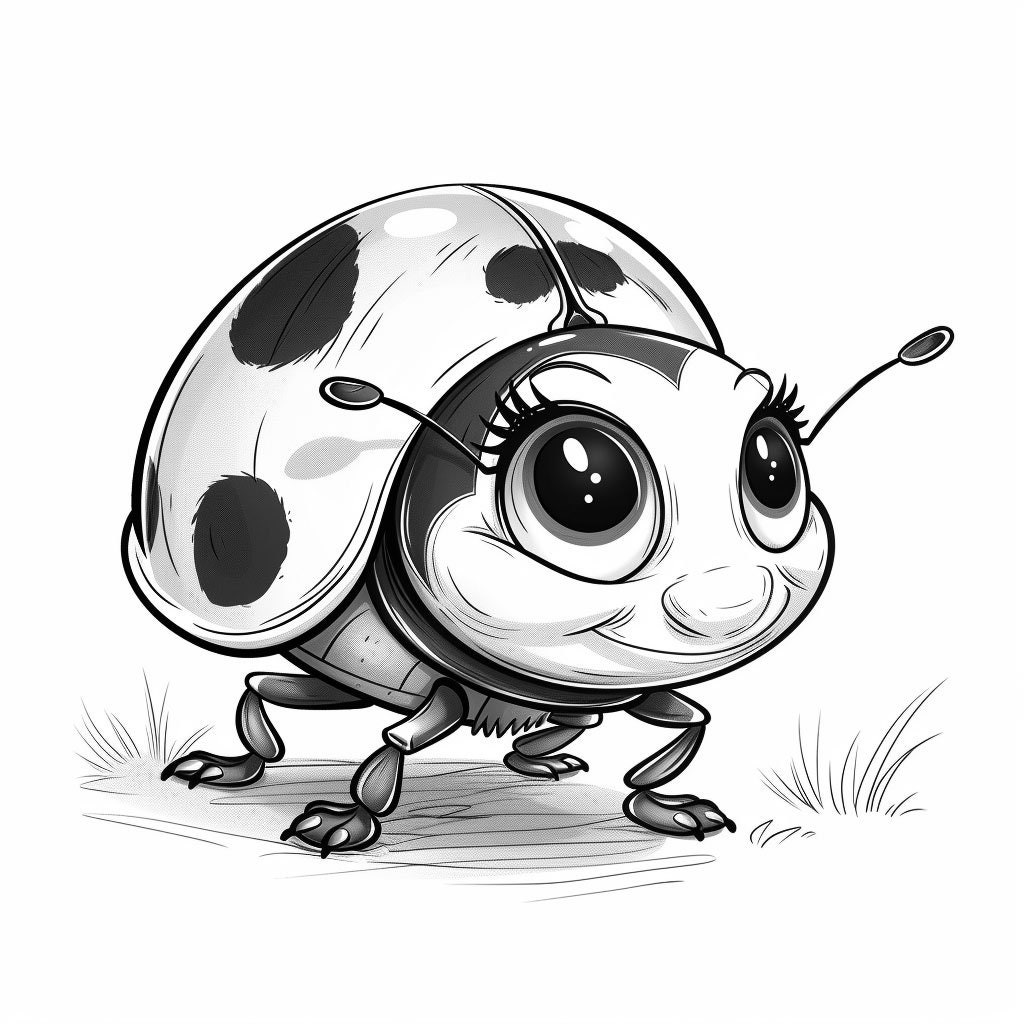 Ladybug Cartoon Black and White Bundle 1 72 Digital Line Art Ai Svg-png ...