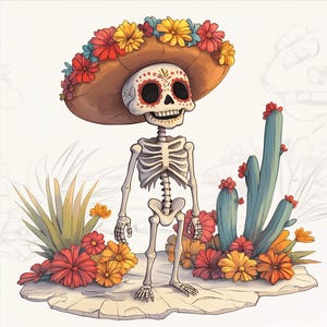 Skeleton Latin American Line Art Color Bundle 2 18 Digital Ai Line Art ...