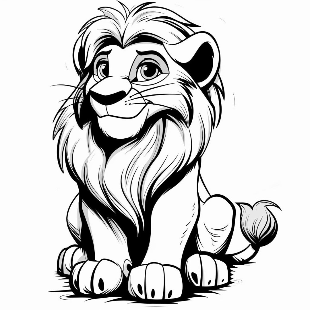 Lion Cartoon Line Art Bundle 2 90 PNG SVG AI Clipart (digital Download ...