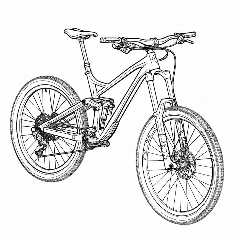 Mountain Bike Line Art Bundle 3: 48 Black and White High-resolution Ai ...