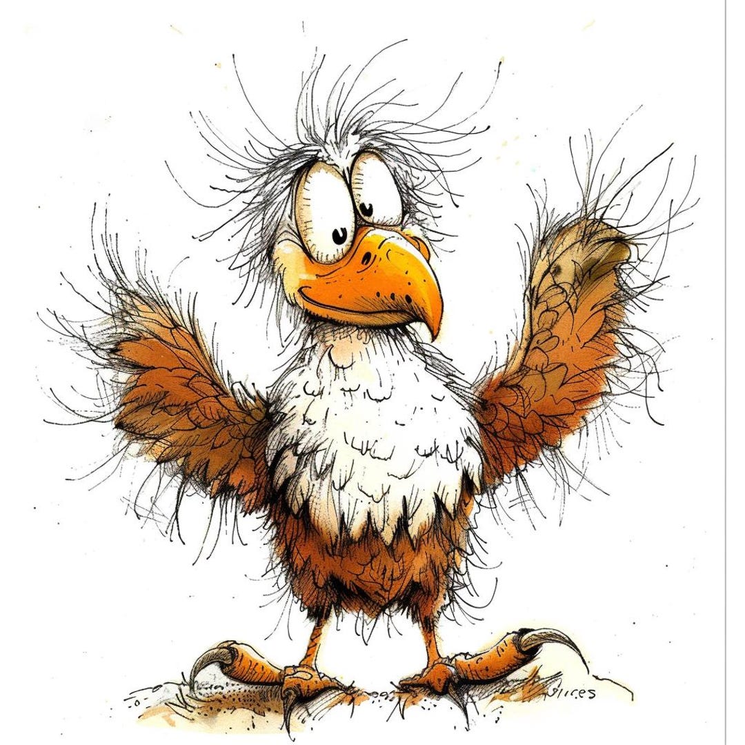 Bald Eagle Crazy Cartoon Color Bundle 4 Digital Line Art 14 Svg-png Ai ...