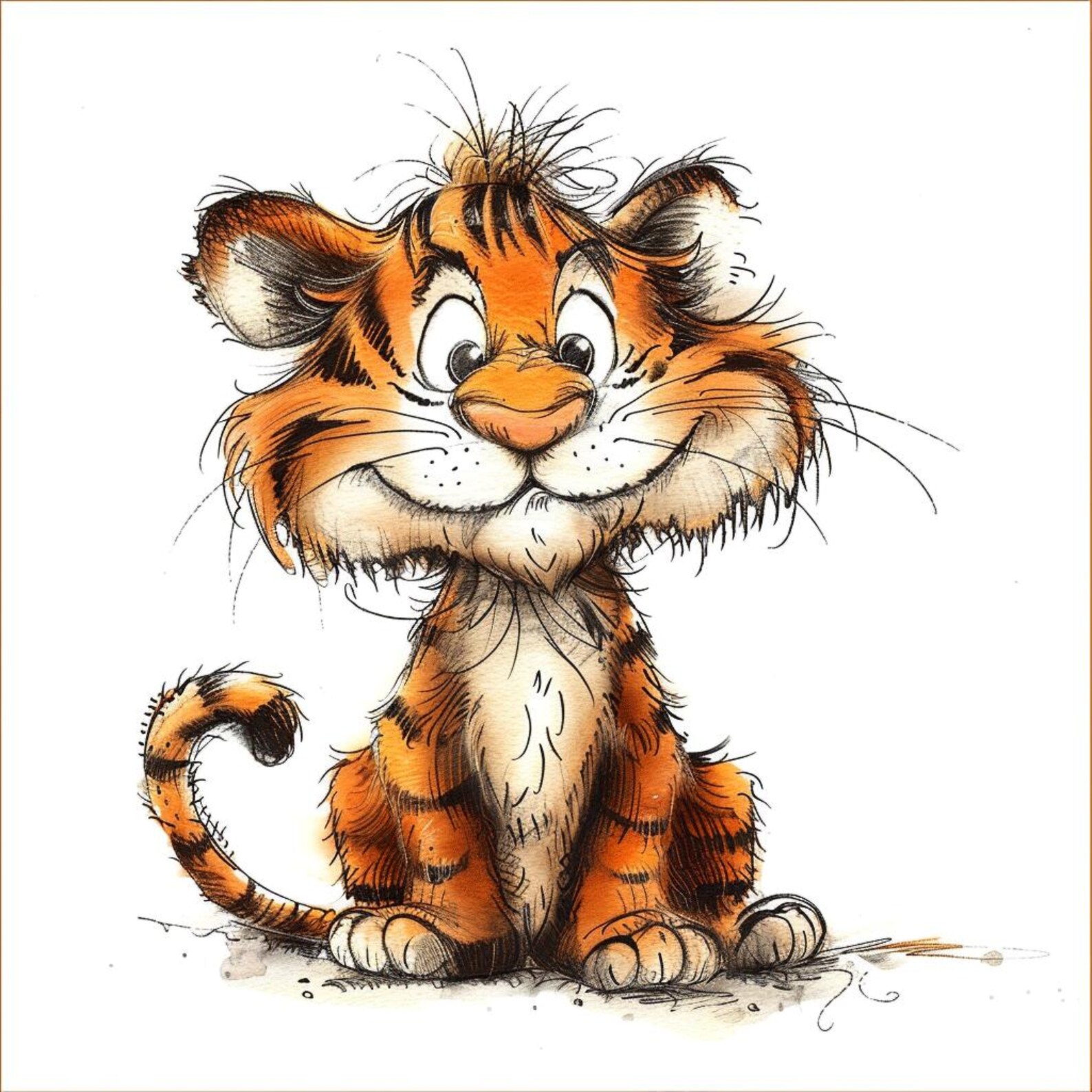 Tiger Cub Crazy Cartoon Color Bundle 1 24 Digital Line Art Ai Images ...