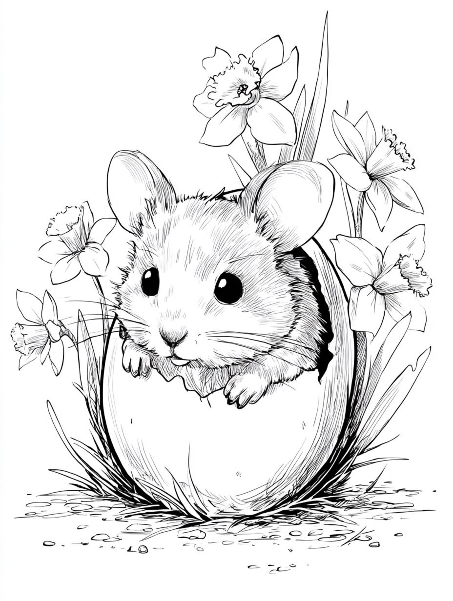 Mouse W/easter Egg Black and White Bundle 2 24 Digital Ai Line Art PNG ...