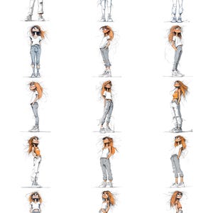 Student Groovy "isabelle" Cartoon Line Art Illustration Color Bundle 3 ...