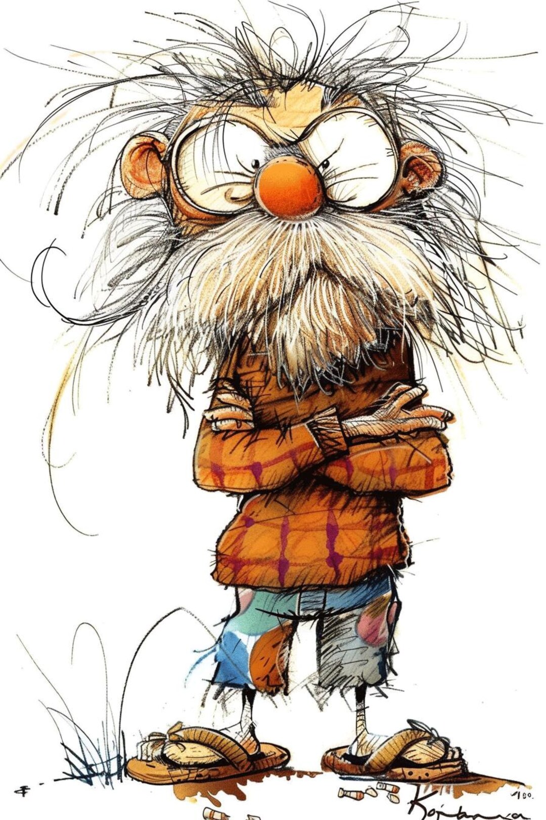 Old Man Groovy Cartoon Line Art Illustration Color Bundle 1 18 Digital ...