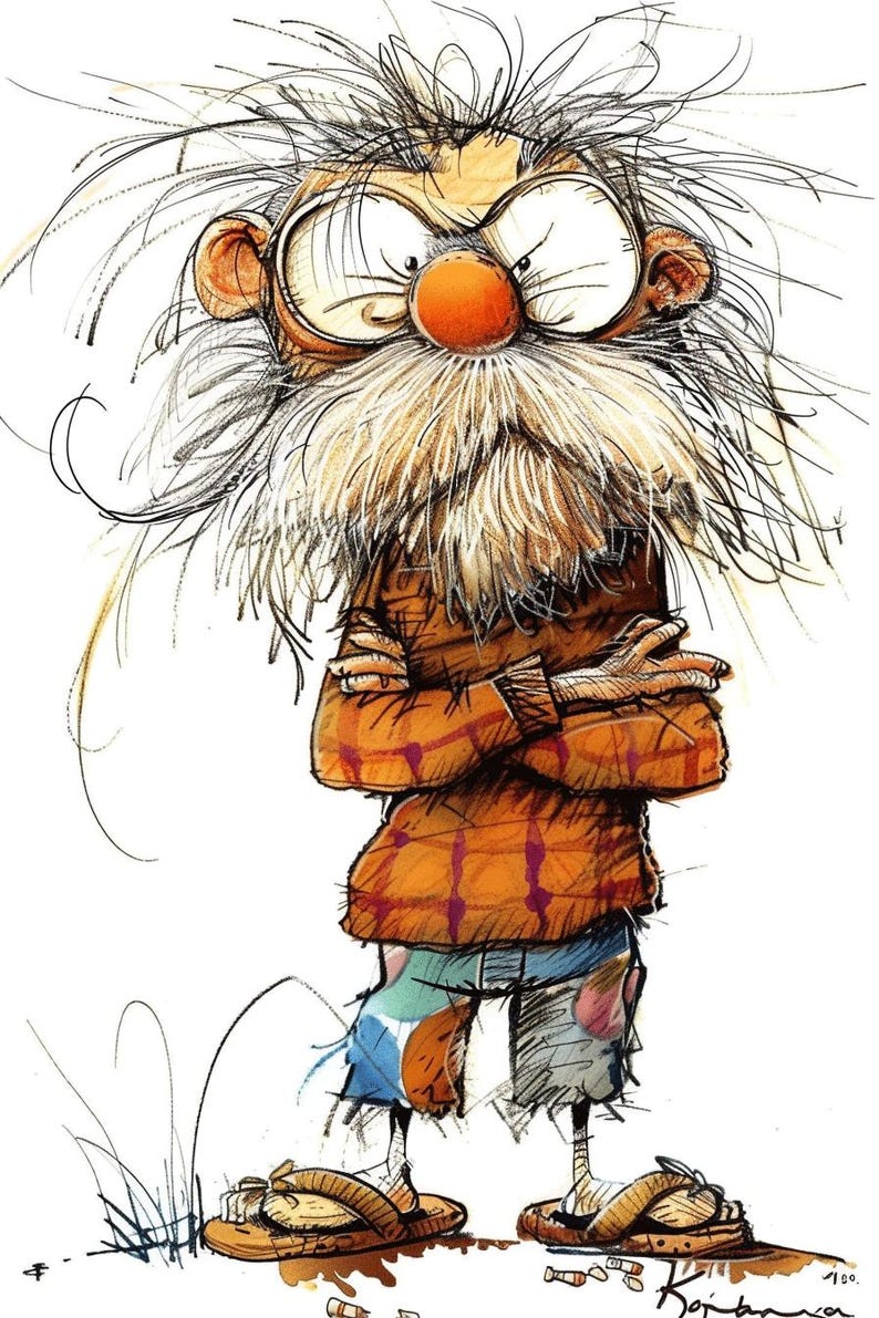 Old Man Groovy Cartoon Line Kunst Farbbündel 1 18 Digital Ai Line Art ...