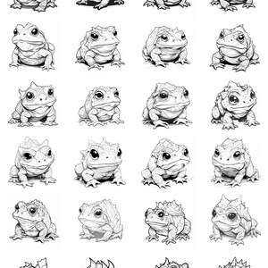Horned Toad Cartoon Black and White Bundle 2 72 Digital Line Art Ai PNG ...