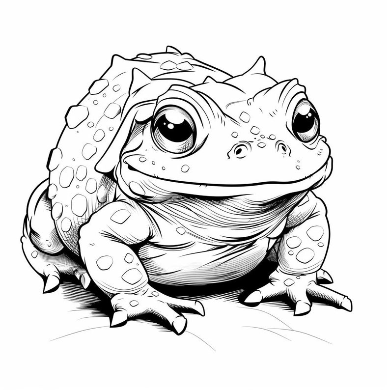 Horned Toad Cartoon Black and White Bundle 2 72 Digital Line Ai Art PNG ...