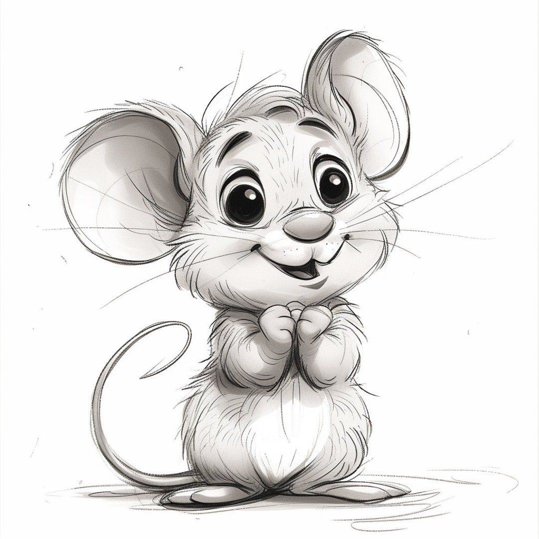 Mouse Grey Line Art Color/black and White Bundle 2 72 Digital Line Art ...