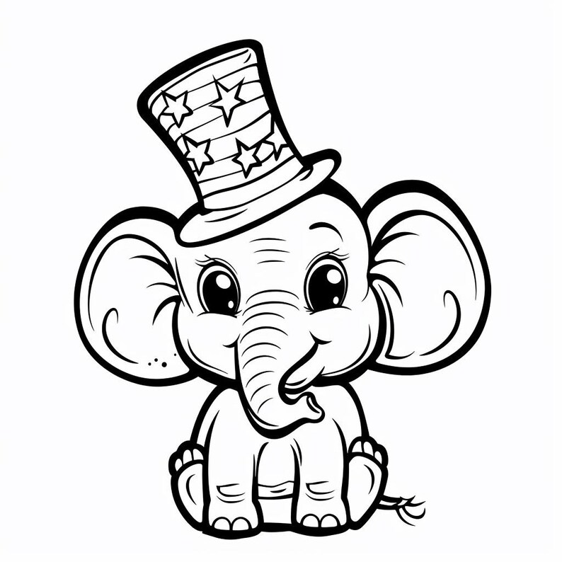 Elephant 4th of July Cartoon Bundle 1 60 Digital Line Ai Art PNG SVG ...