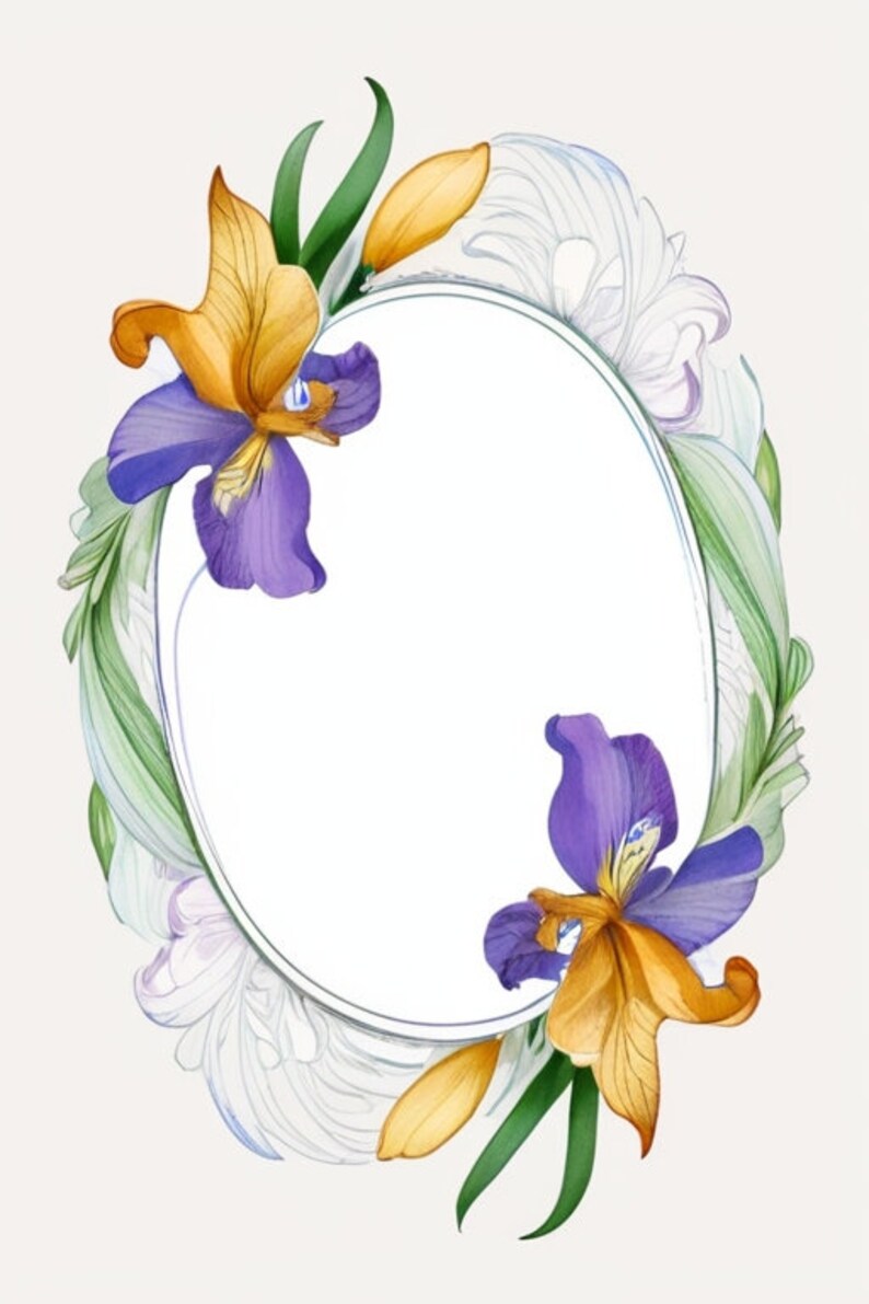 Iris Oval Frame Color Bundle 1 100 Digital Line Art AI Svg-png-jpg - Etsy