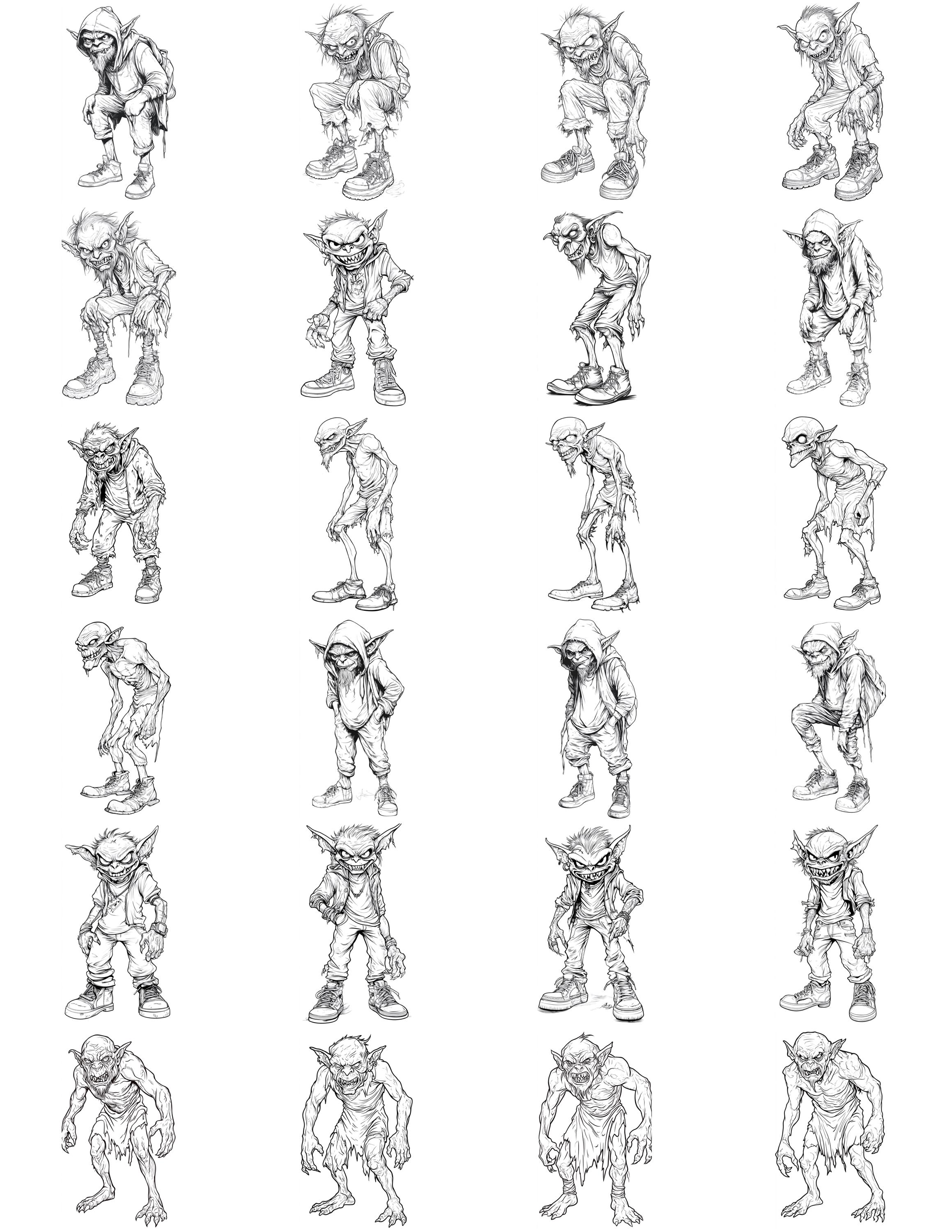 Goblin Cartoon Line Art Illustration Black and White Bundle 1 45 ...