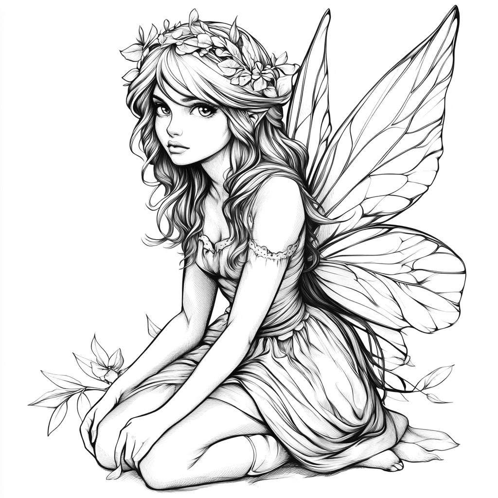 Fairys Cartoon Black and White Bundle 4 42 Digital Ai Line Art PNG-SVG ...