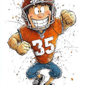 Football Player Kid Cartoon Line Art Illustration Color Bundle 1 48 ...