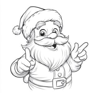 Santa Cartoon Line Art Illustration Black and White Bundle 2 36 Digital ...