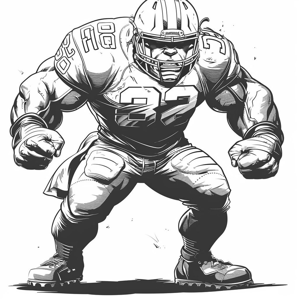 Football Character Cartoon Line Art Black and White Bundle 1 86 Digital ...