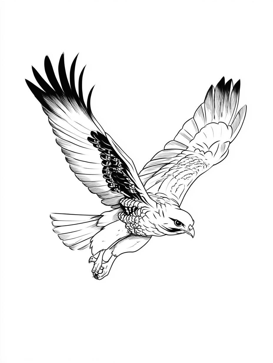 Hawk Line Art Illustration Black and White Bundle 2 35 Digital Ai Line ...