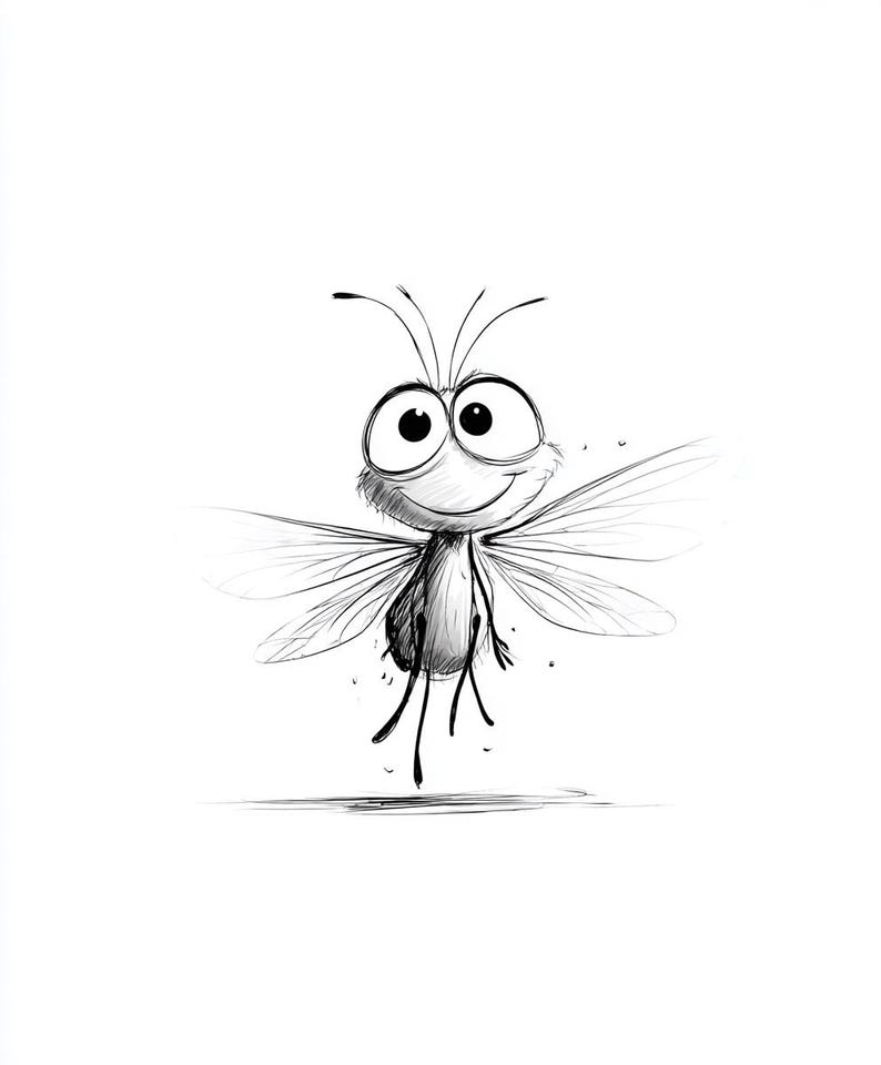 Fly Cartoon Black and White Line Art Bundle 1 40 Digital Ai Line Art ...