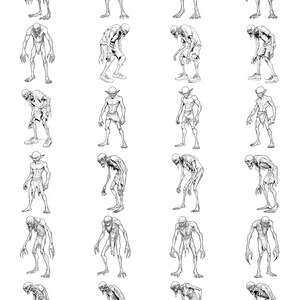 Ghouls Cartoon Line Art Illustration Black and White Bundle 1 48 ...