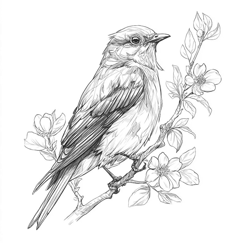 Bluebird Line Art Black and White Bundle 1 28 Digital Ai Line Art PNG ...