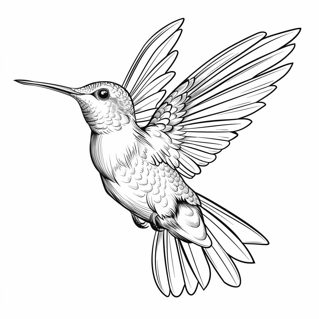 Hummingbird Line Art Illustrations Black and White Bundle 1 80 Digital ...