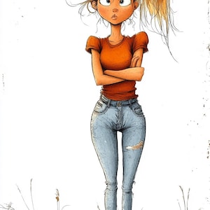 Student Groovy "celia" Cartoon Line Art Illustration Color Bundle 1 42 ...