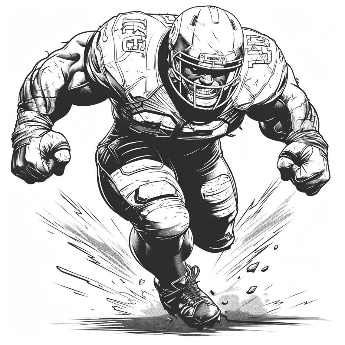 Football Character Cartoon Line Art Black and White Bundle 1 86 Digital ...