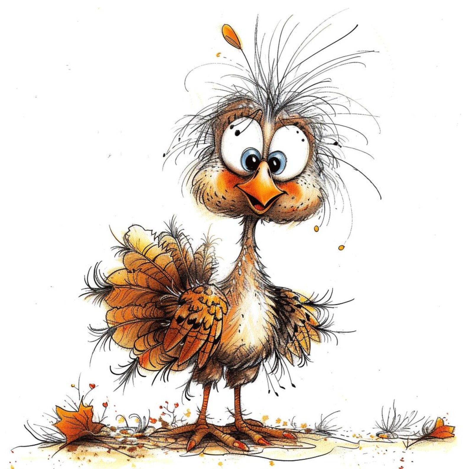 Turkey Crazy Cartoon Line Art Illustration Color Bundle 1 24 Digital Ai ...